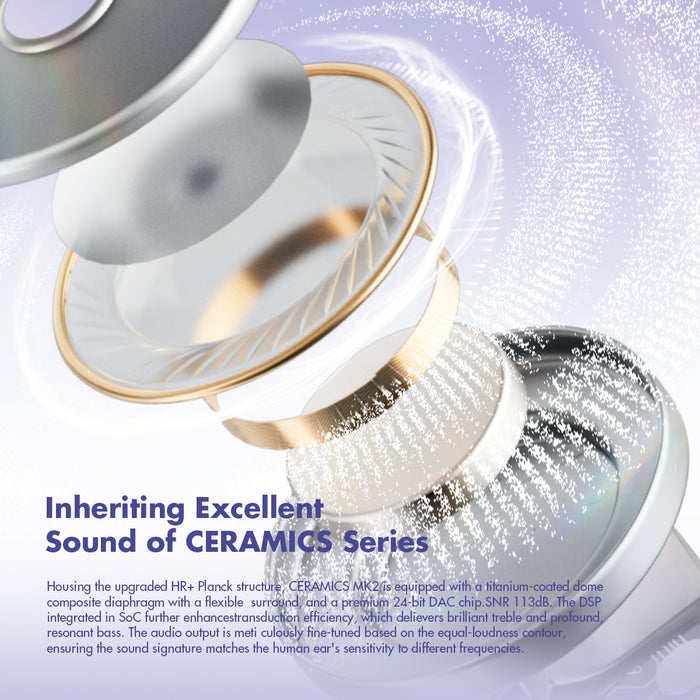 CERAMICS MK2 | True Wireless Earbuds, Bluetooth 6.0, LDAC, ANC - ROSESELSA